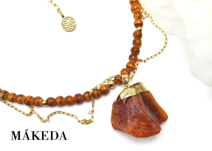 Collar Doble Cuarzo Naranja | MÁKEDA | JOYERÍA PARA EL ALMA